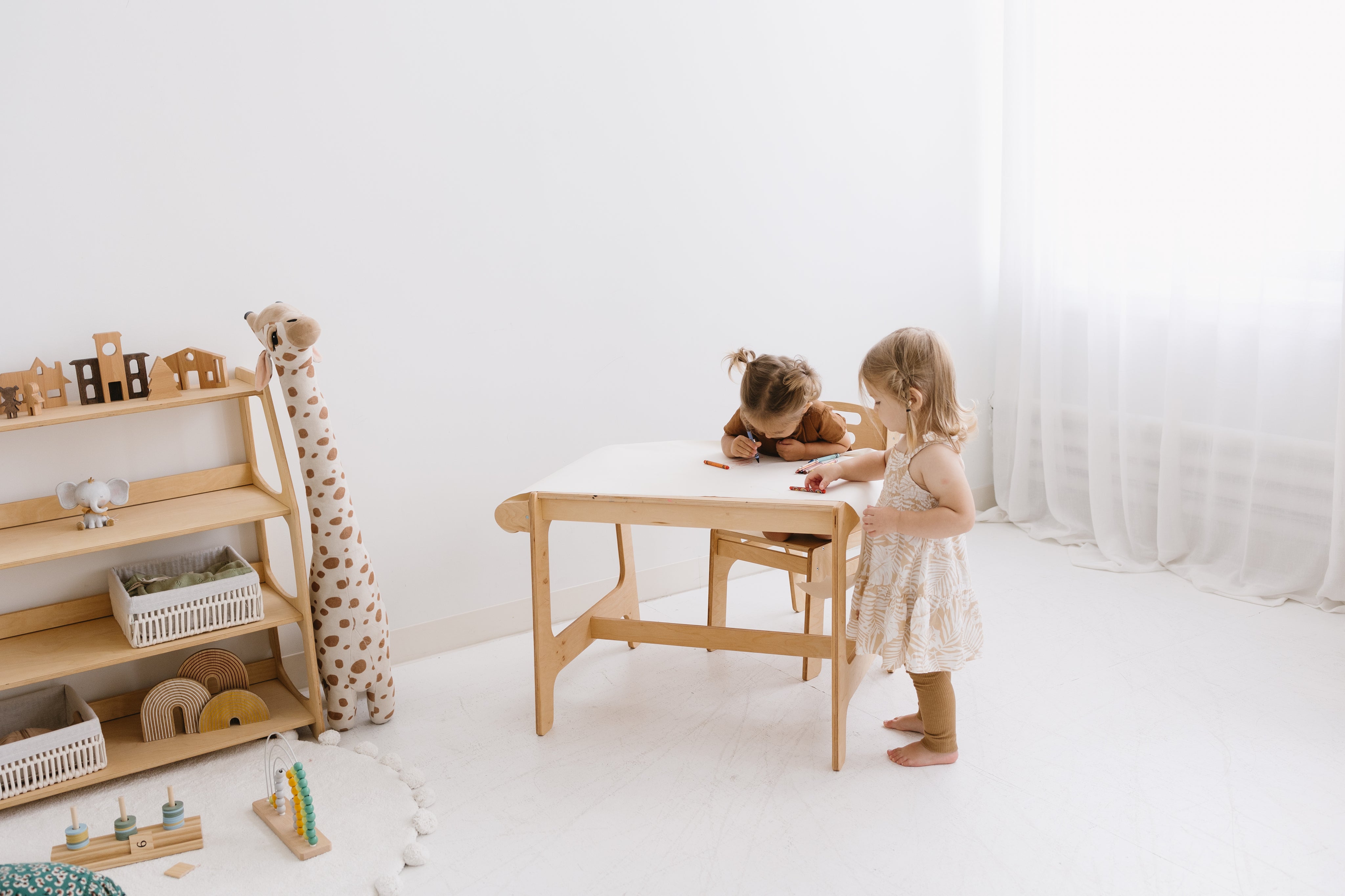 Toddler Activity Table with Paper Holder – Woodandroom